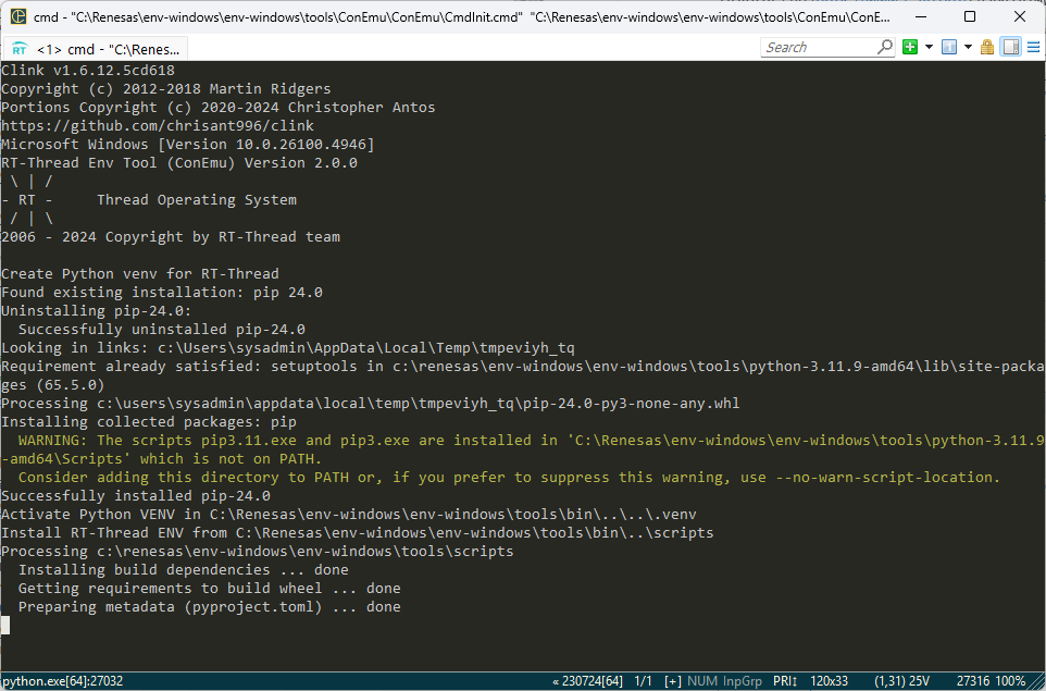 ติดตั้ง ENV Tool v2.0.0 - RT Thread Workshop MUICT 2025